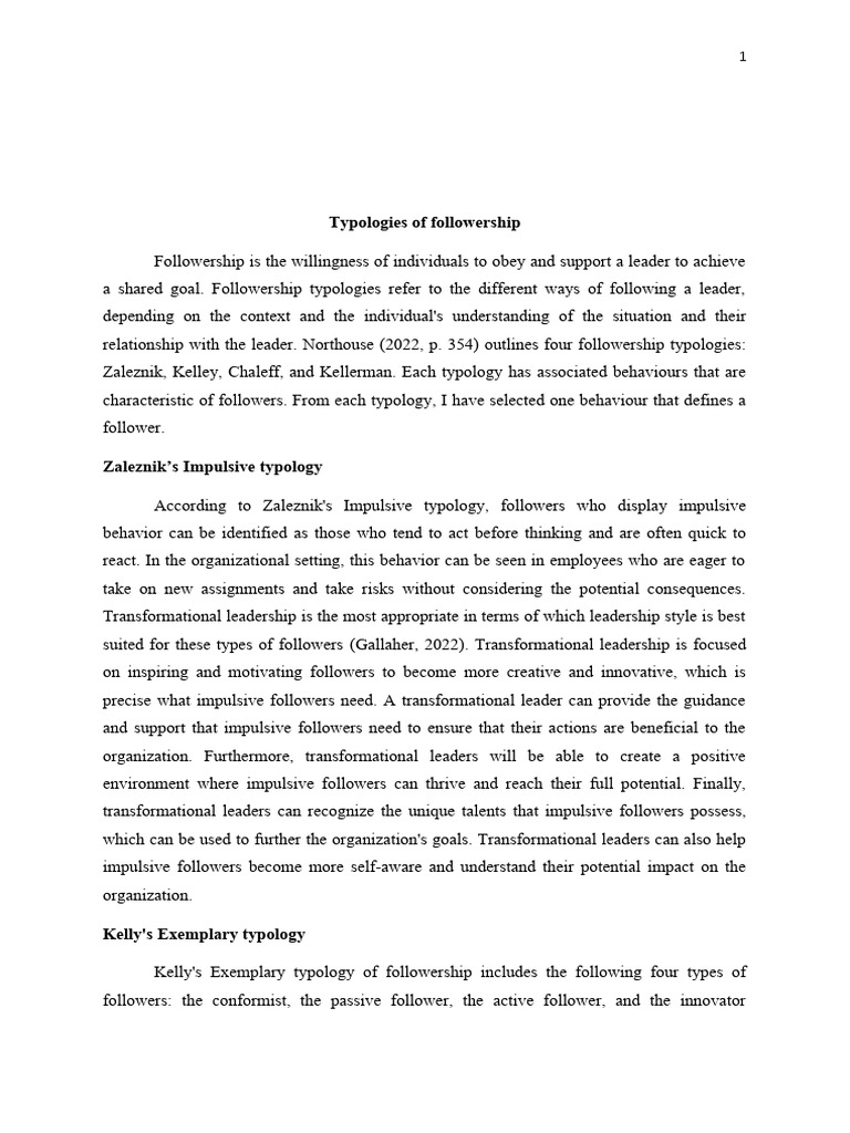 Typologies of Followership | PDF | Leadership | Transformational Leadership