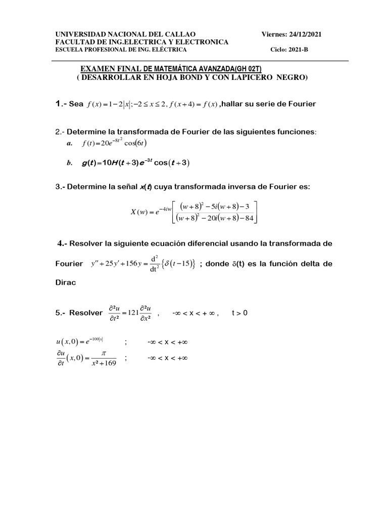 Examen Final de Matematica Avanzada 2021-b (Unac) 02t | PDF | Métodos y materiales de enseñanza