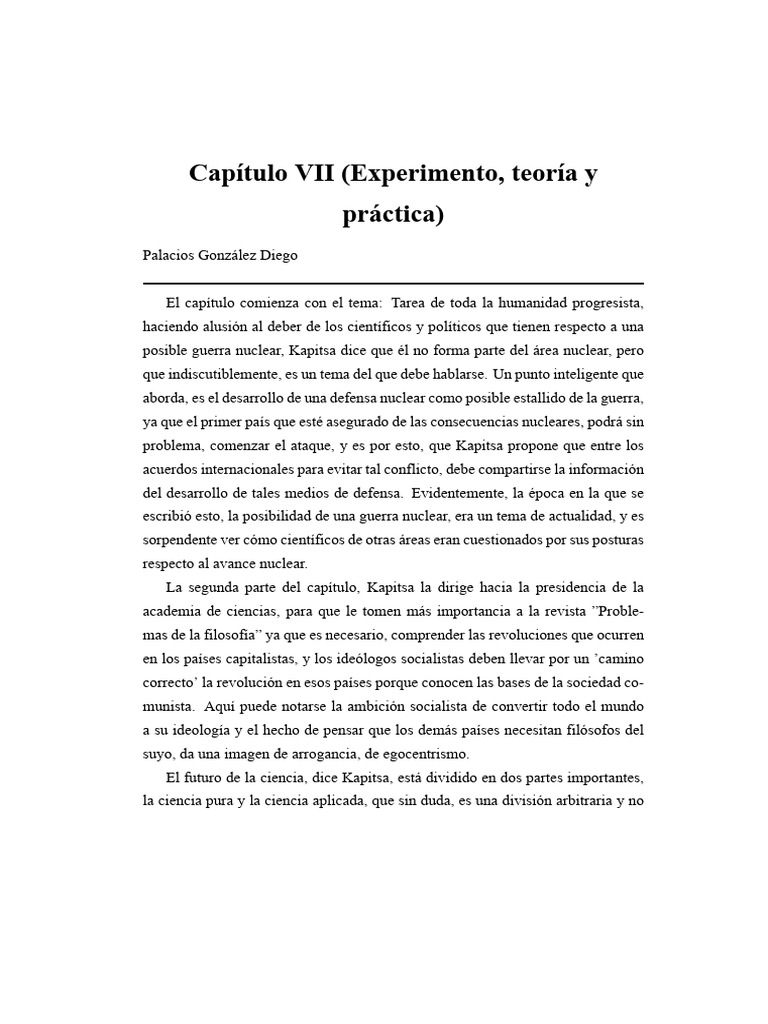 Capítulo VII (Experimento, Teoría y Práctica) | PDF | Socialismo | marxismo