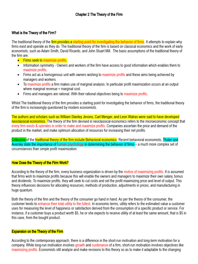 Understanding the Theory of the Firm | PDF | Economics | Profit (Economics)