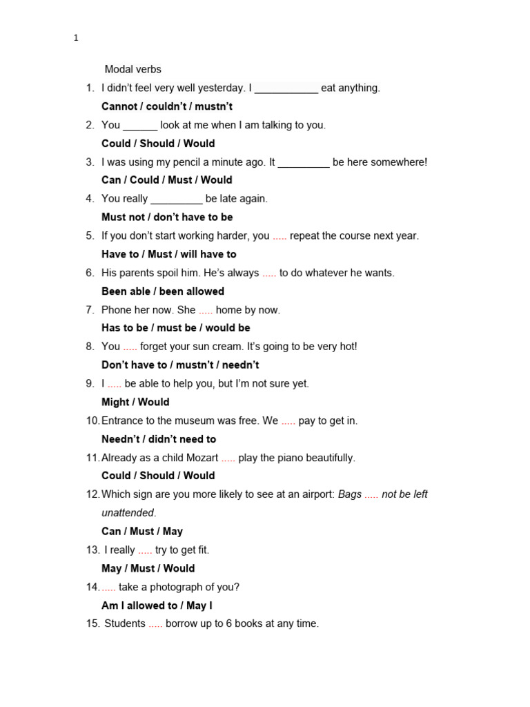 Modal Verbs Second Practice | PDF