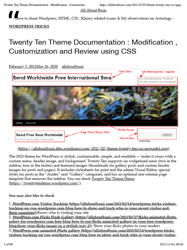 Twenty Ten Theme Documentation: Modification, Customization and Review ... Twenty Ten Theme Documentation: Modification, Customization and Review ...
