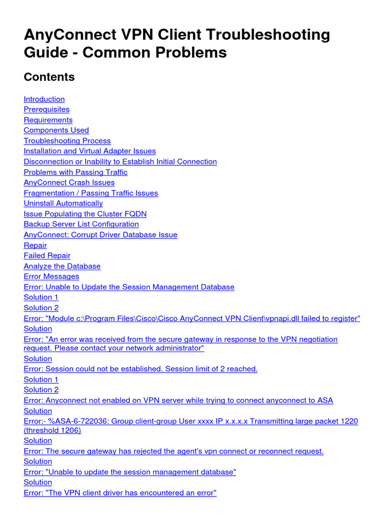 Anyconnect VPN Client Troubleshooting Gu | PDF