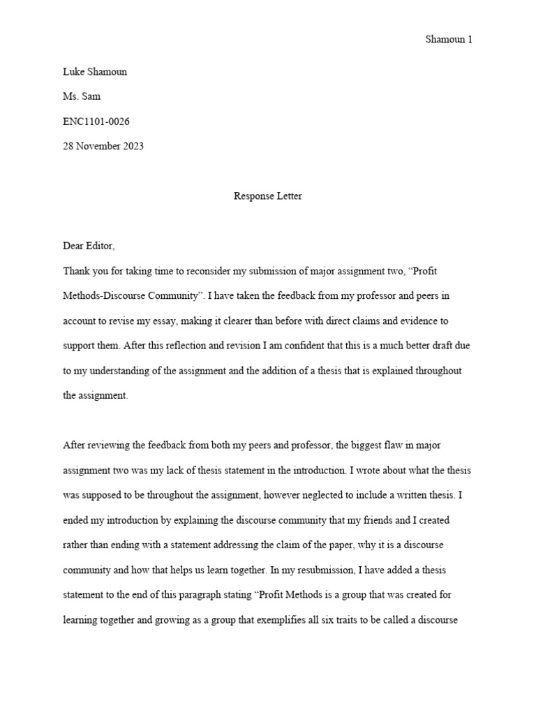 Revision Letter | PDF | Thesis | Essays