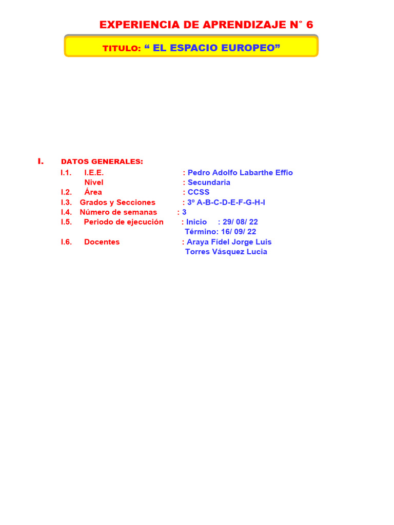 EXPERIENCIA APRENDIZAJE #06 3ro | Descargar gratis PDF | Aprendizaje
