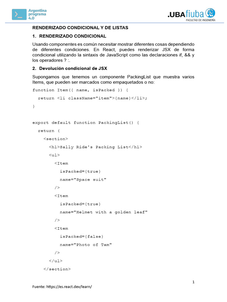 02-Renderizado Condicional y Listas | PDF | Archivo de computadora | Bases de datos
