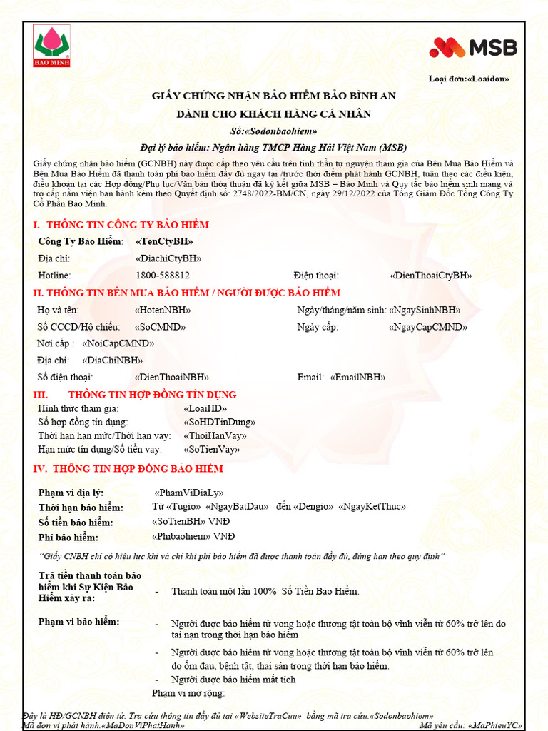 MSB - GCNBH B o Bình An - KHCN | PDF