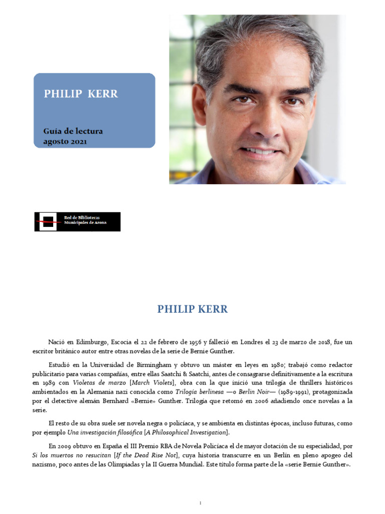Guía de Lectura Philip Kerr | PDF | Historia | Novela negra, policíaca ...