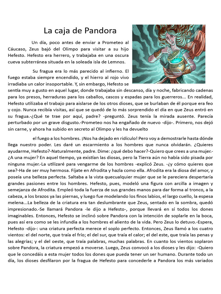 El mito de la caja de Pandora | PDF | Prometeo