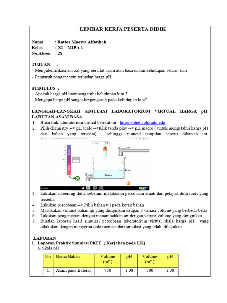 Simulasi pH Asam Basa dengan PhET | PDF | Memasak, Makanan, & Anggur ...