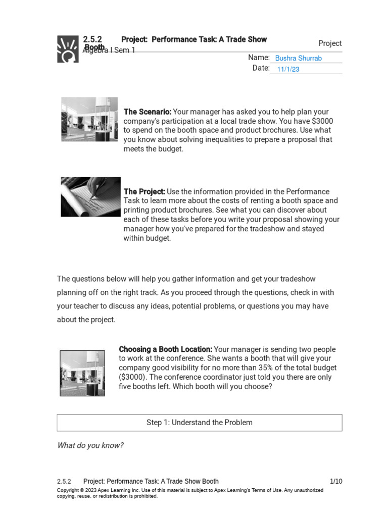 2.5.2 Project - Performance Task - A Trade Show Booth (Project) | PDF | Copyright