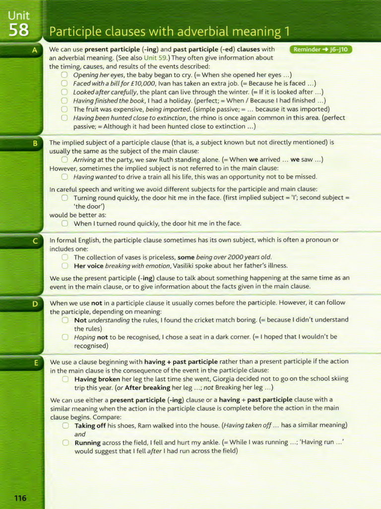 58 Participle Clauses With Adverbial Meaning 1 | Download Free PDF ...