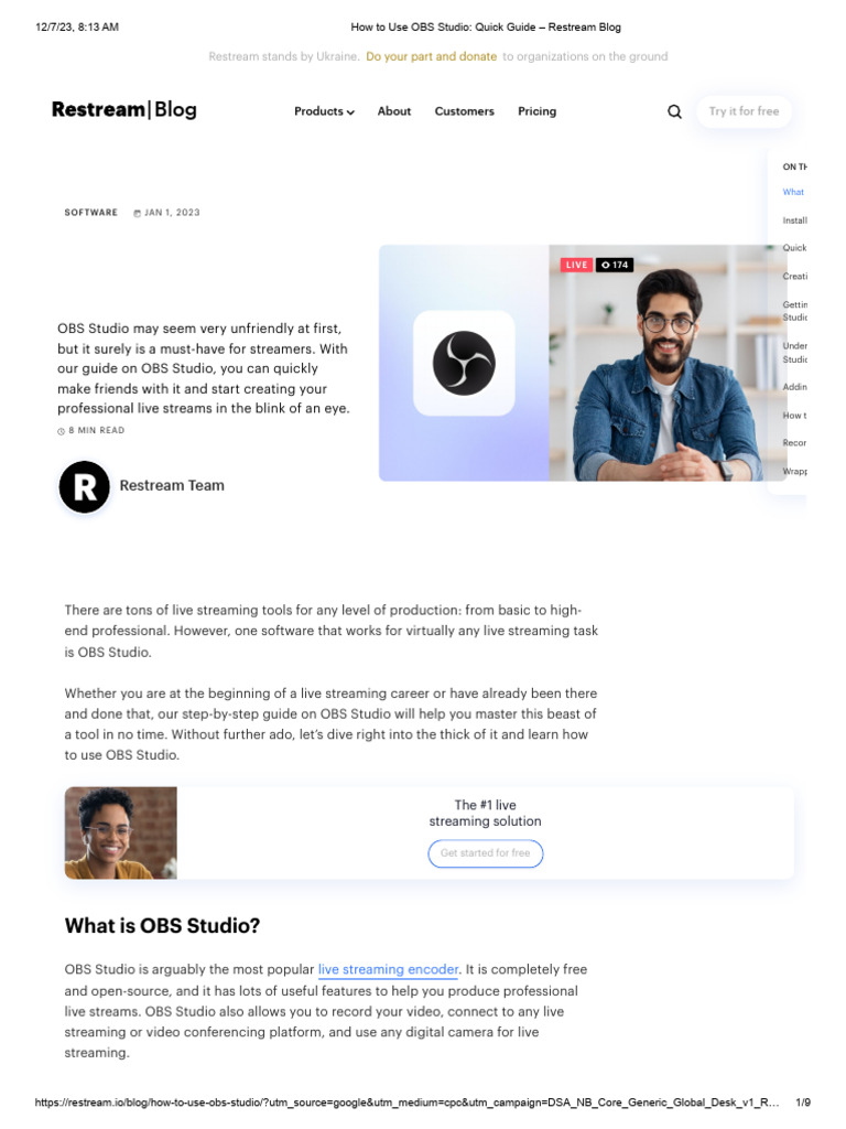How To Use OBS Studio - Quick Guide - Restream Blog | PDF | Video | Streaming Media