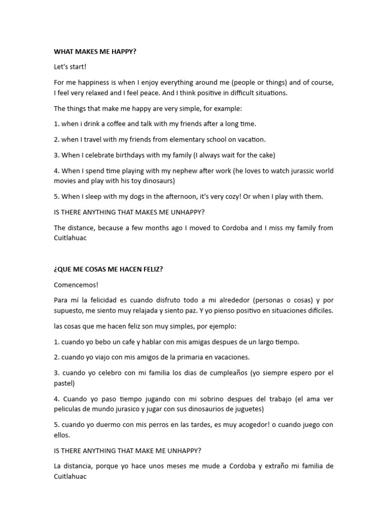 What Things Makes Me Happy | PDF What Things Makes Me Happy | PDF