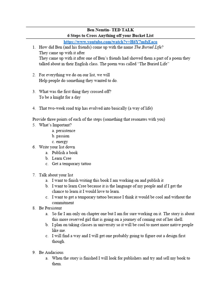 Ben Nemtin TED Talk | PDF