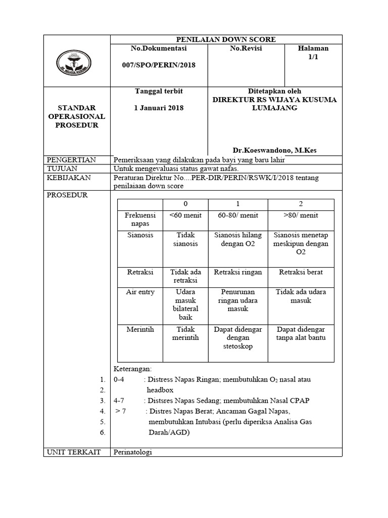 Sop Menilai Down Score | PDF