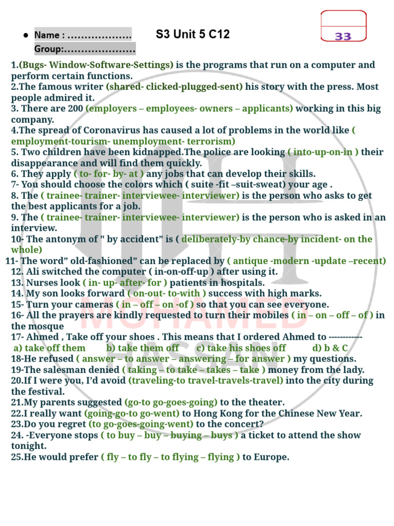 S3 Unit5 C12 | PDF | English Language