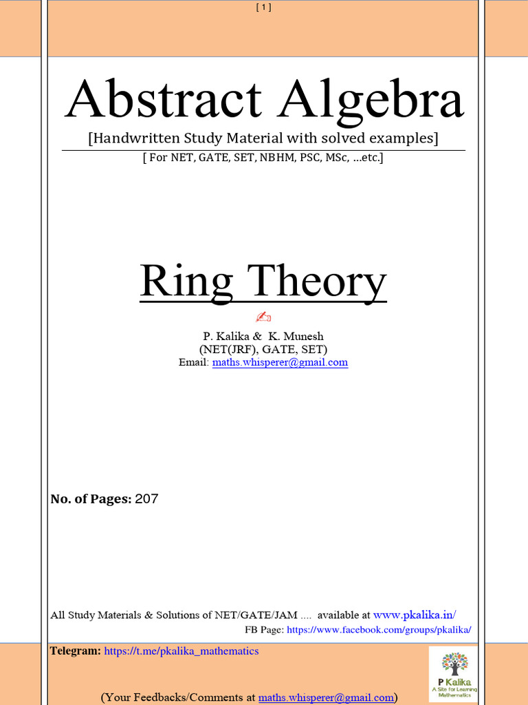 Ring Theory Abstract 2 207pages70 | PDF