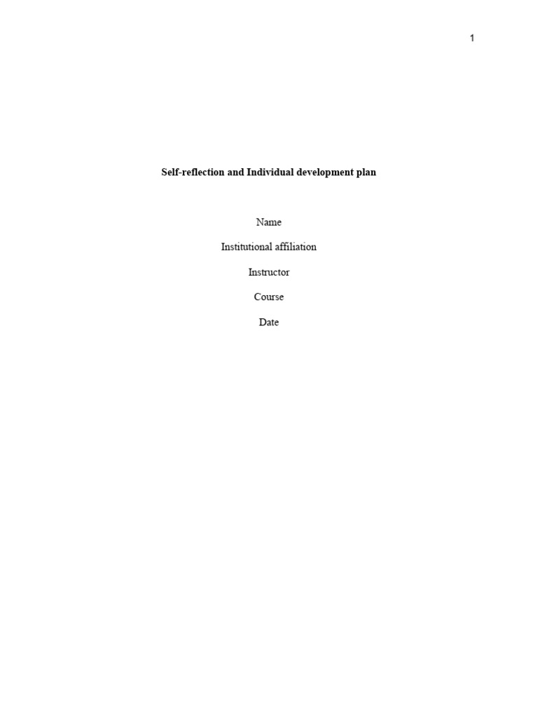 Self Reflection and Individual Development Plan | PDF | Time Management ...