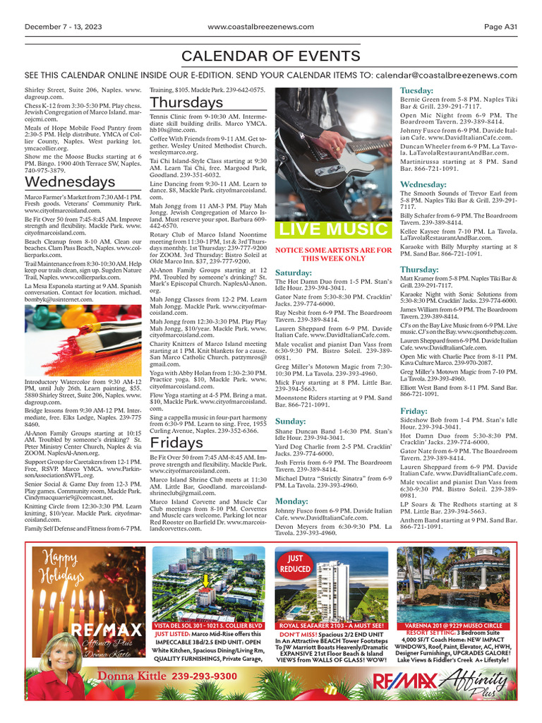 Live Music: Calendar of Events Thursdays | PDF