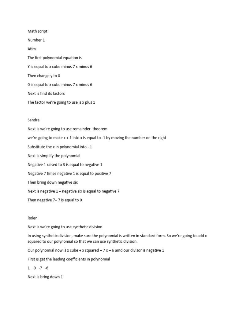 Math Script | PDF | Factorization | Polynomial