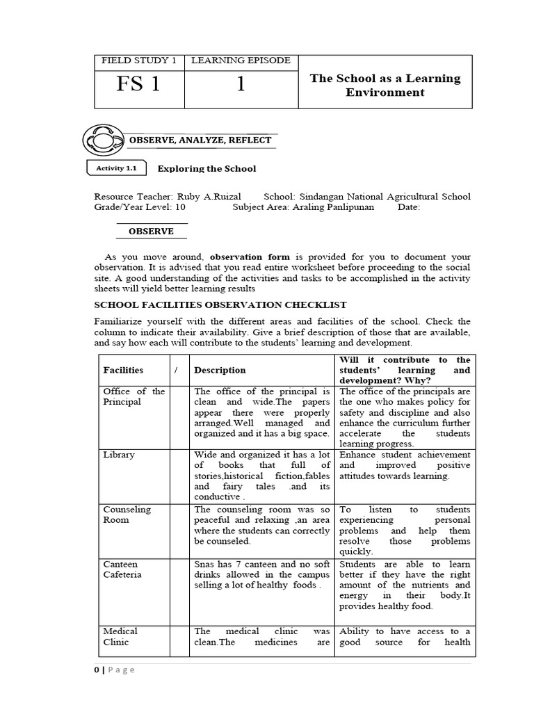 Field-Study-1-Full-Episode Je An | PDF | Learning | Teachers