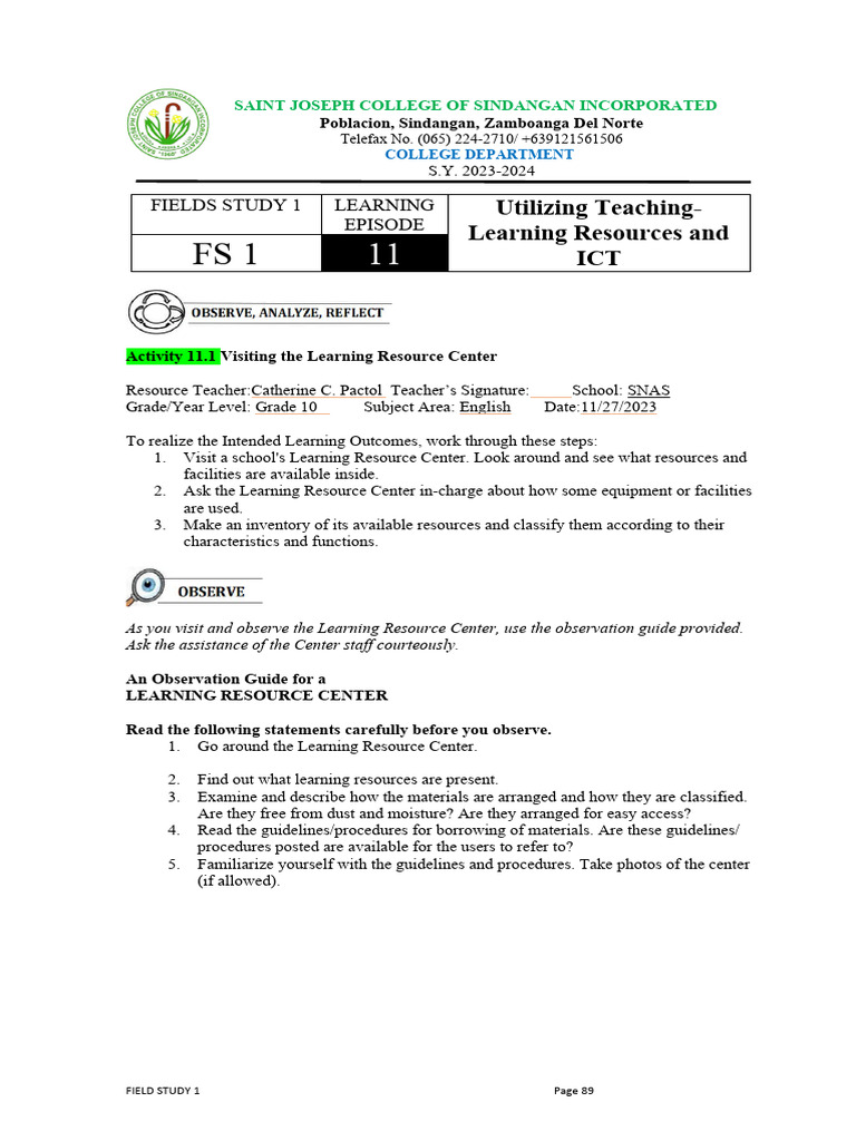 1 FIELD STUDY Episode 11 16 | PDF | Massive Open Online Course | Learning