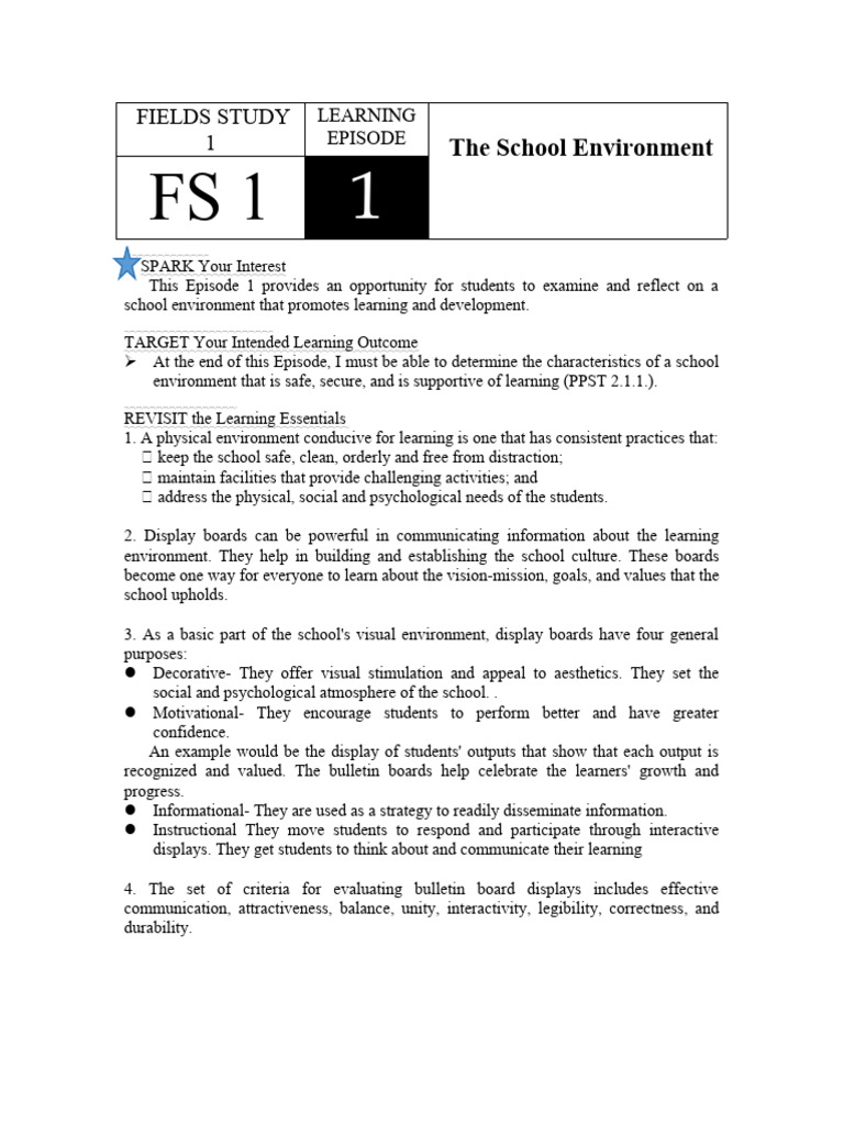 FIELDS STUDY 1one | PDF | Learning | Teachers
