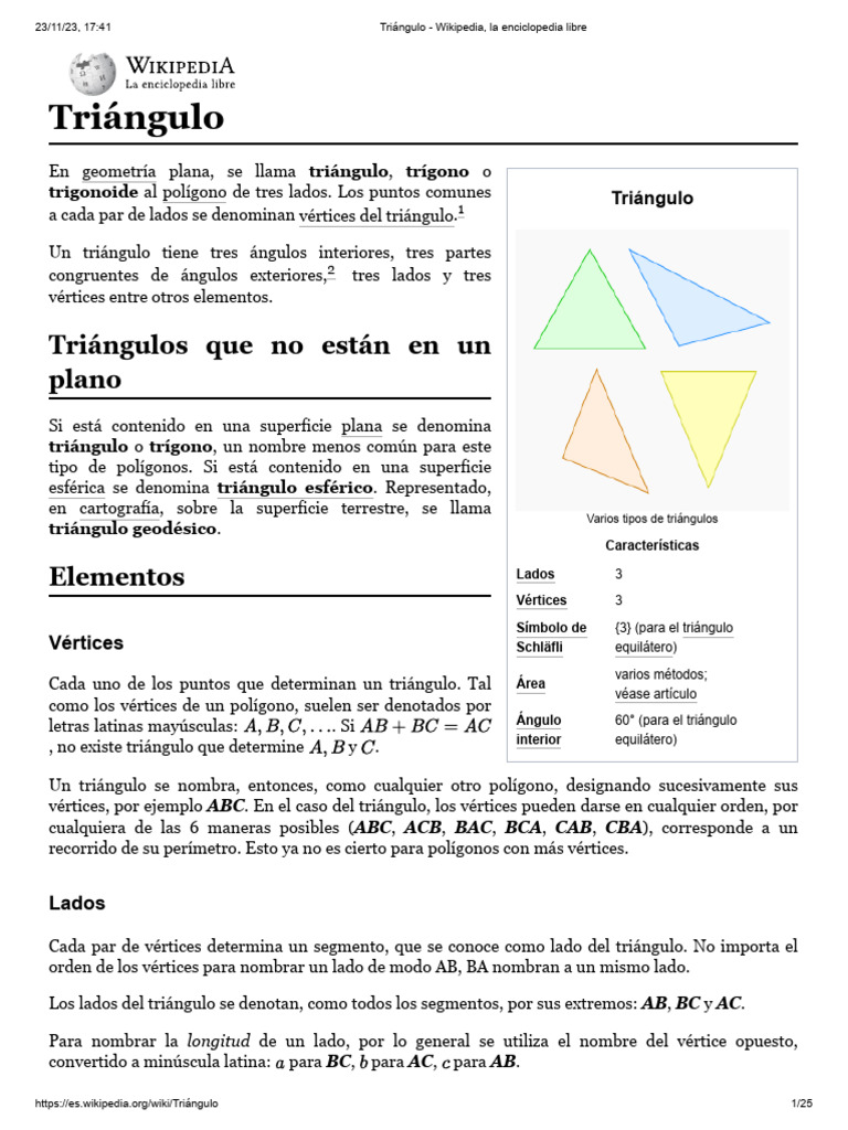 Triángulo - Wikipedia, La Enciclopedia Libre | PDF | Triángulo ...