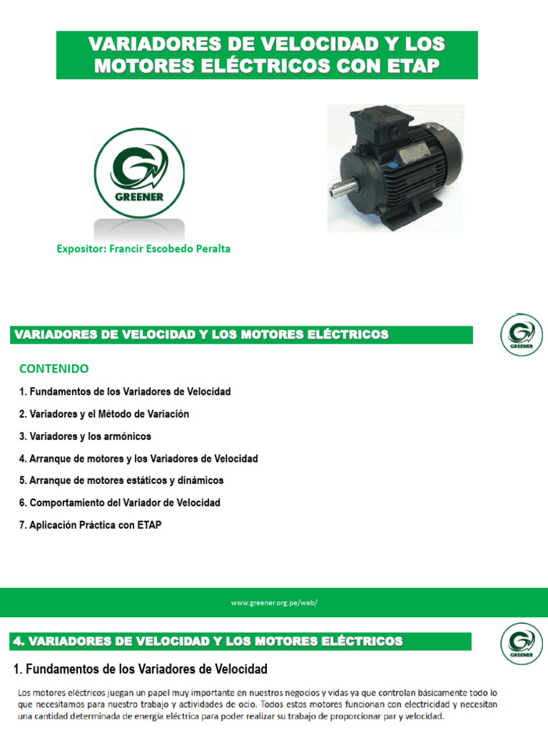 Diapositivas - Variadores de Velocidad y Los Motores Eléctricos Con ETAP | PDF | Ingenieria ...
