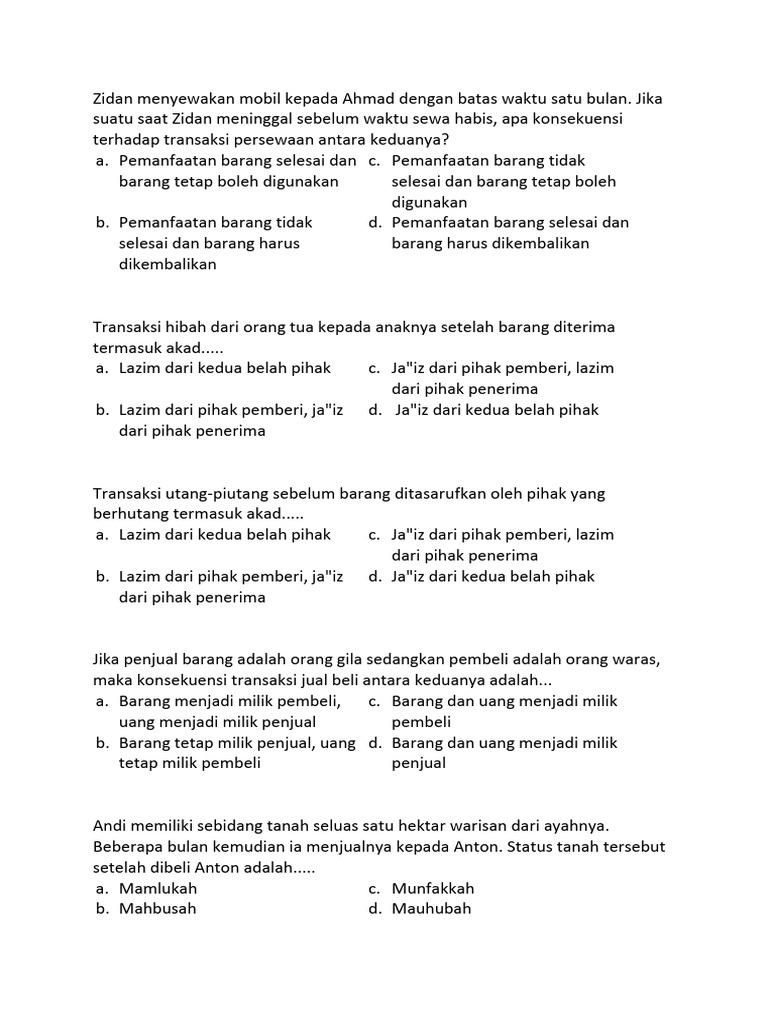 Latihan Soal Fiqih Xi Agama | PDF