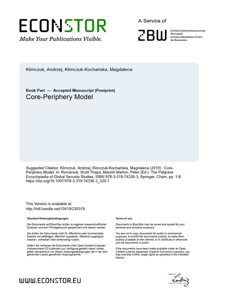 Manuscript Core Periphery Model | Download Free PDF | Labour Economics ...