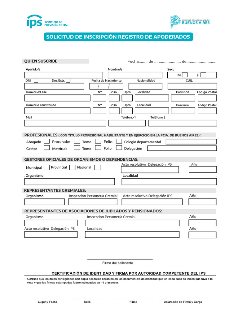 Form E123 Registro Apoderados | PDF | Gobierno y personalidad | Gobierno