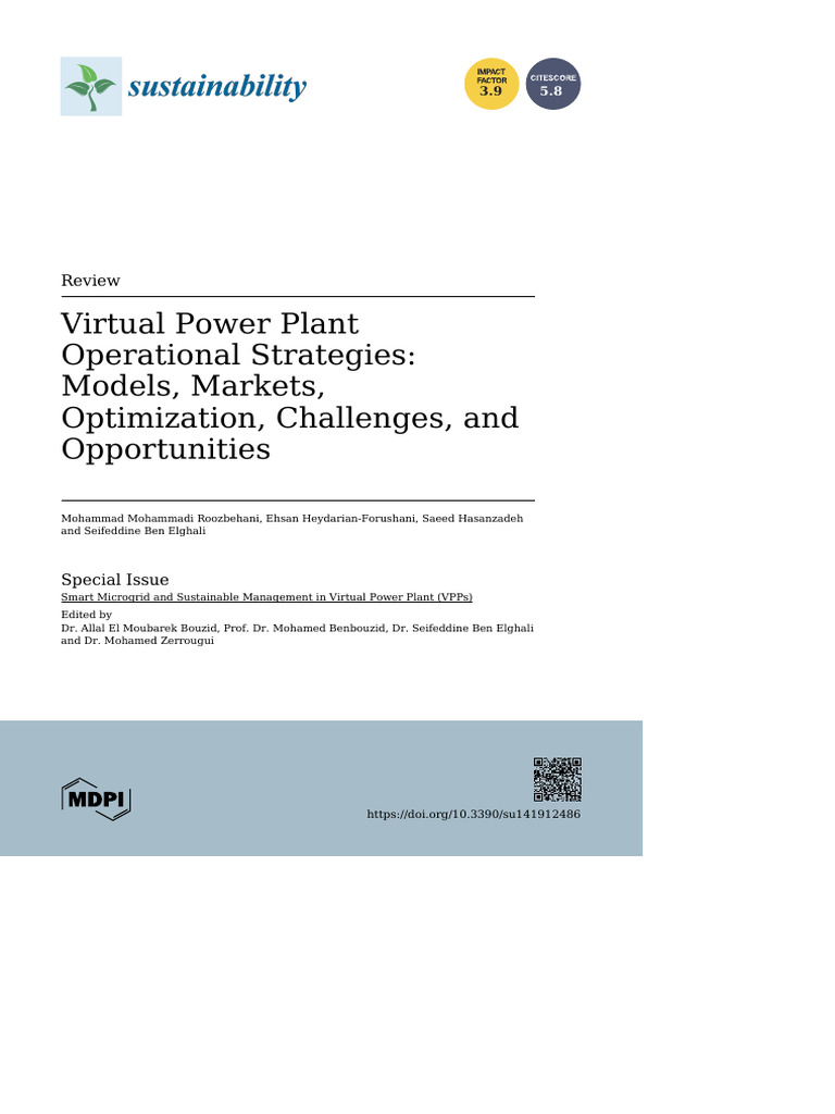 Virtual Power Plant Operational Strategies Models, Markets ...