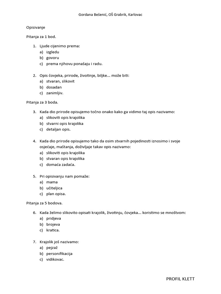 Opisivanje | PDF