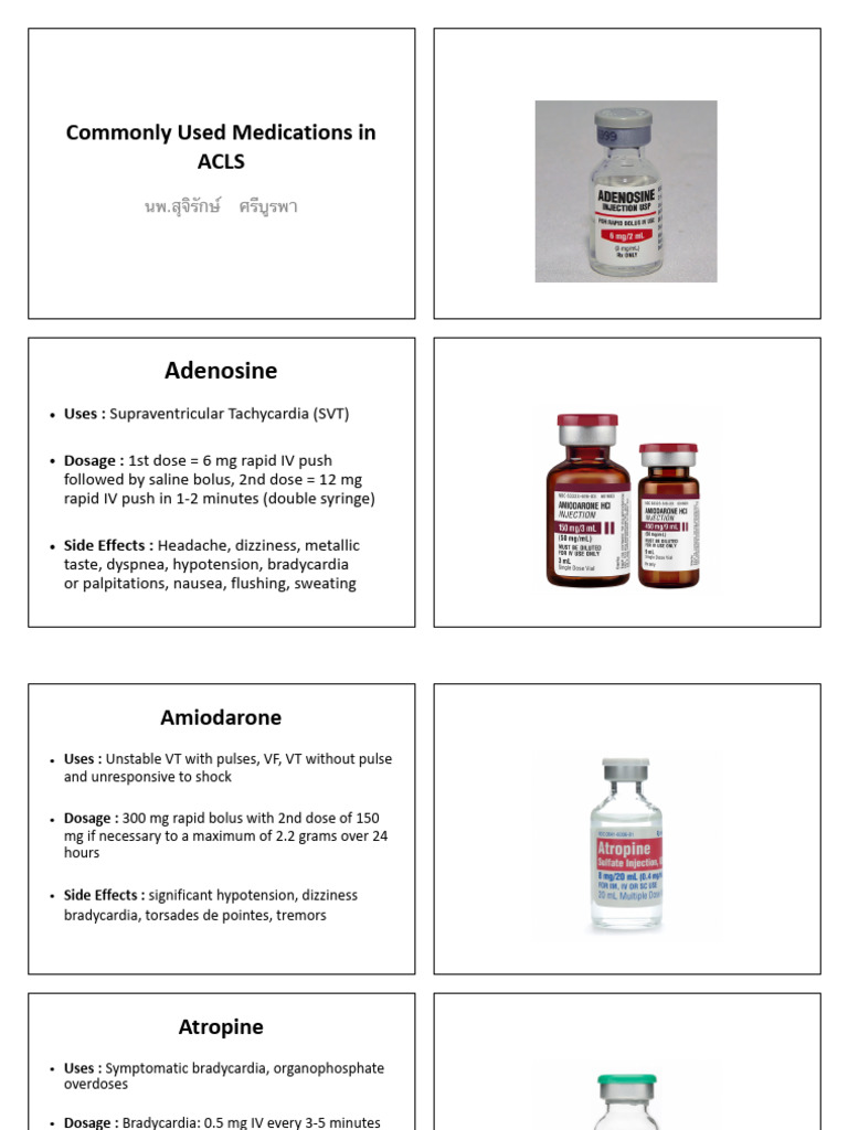 Drugs in ACLS | PDF | Medical Treatments | Medical Specialties