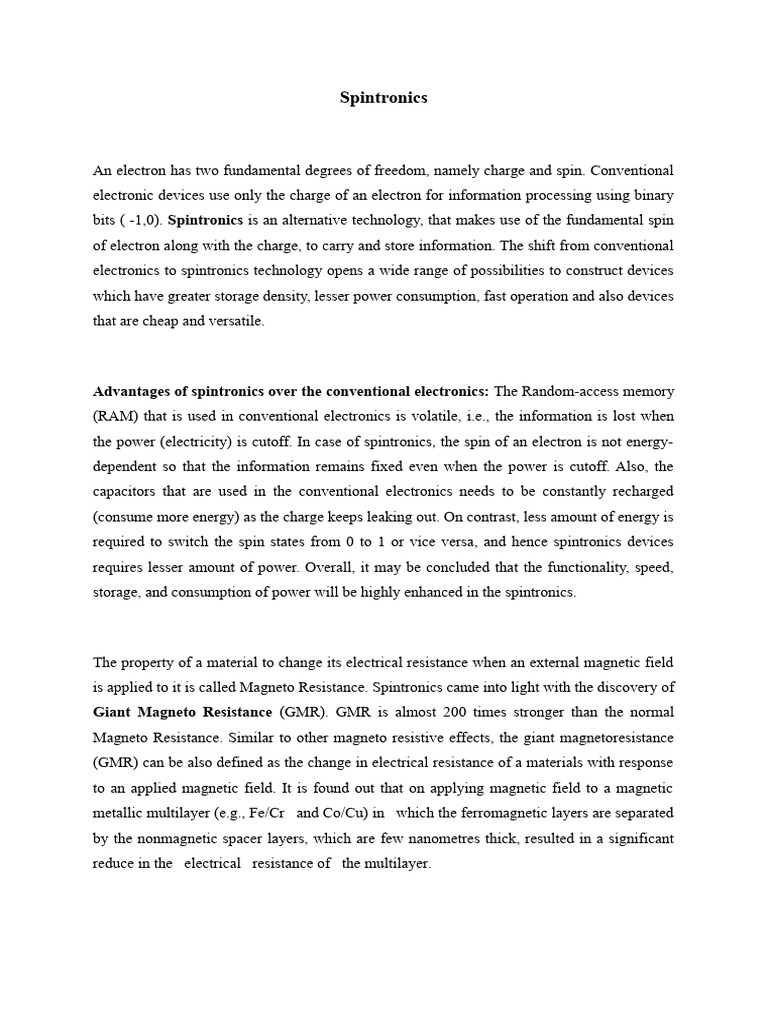 Spintronics | PDF | Ferromagnetism | Semiconductors