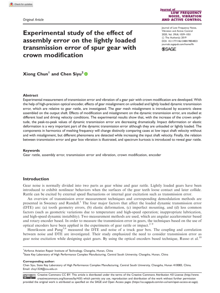 Experimental Study of The Effect of Assembly Error On The Lightly ...