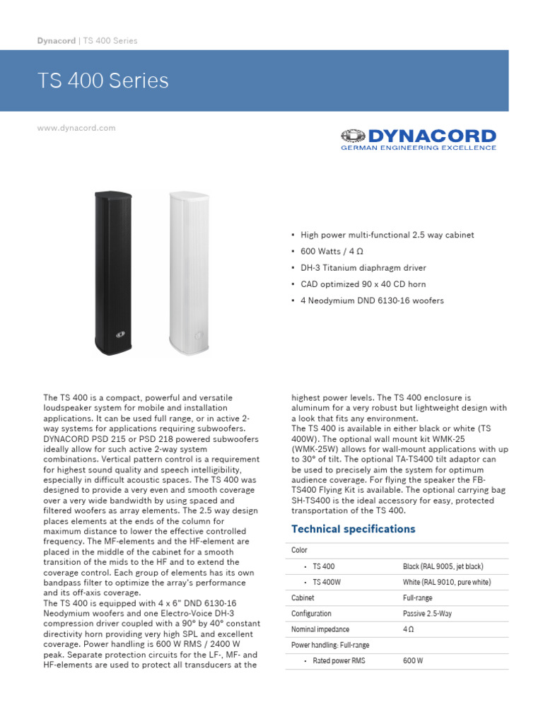 TS 400 Eds | PDF | Loudspeaker | Acoustics