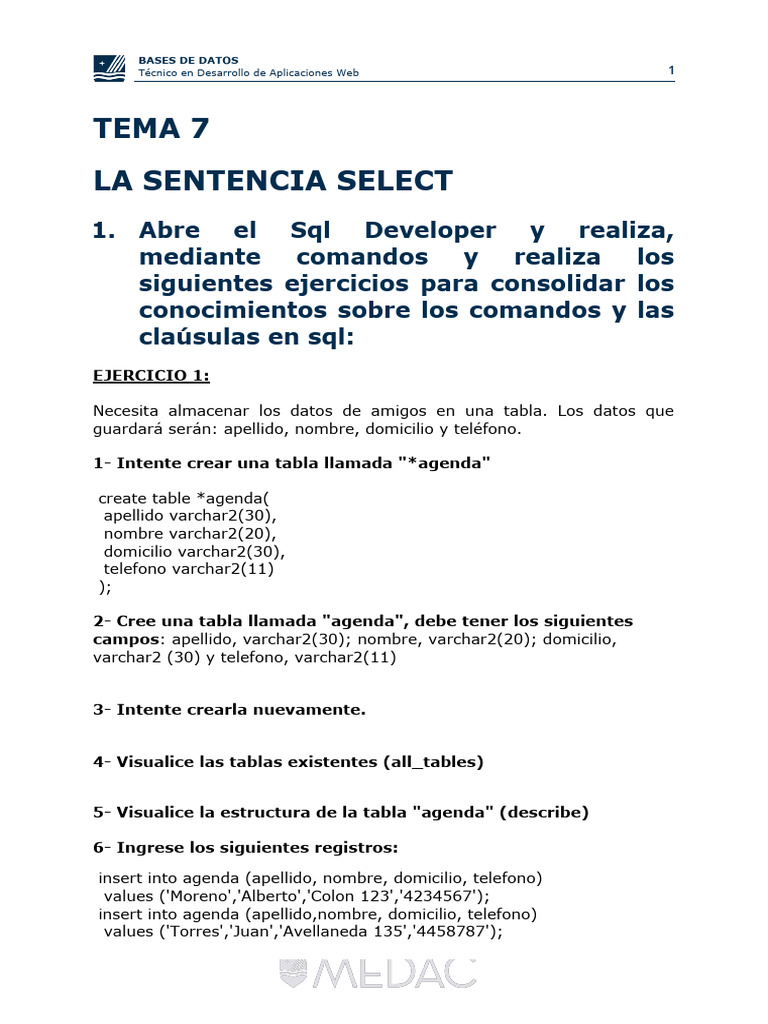 Alumnos Tema 7 Pract | Descargar gratis PDF | SQL | Recuperación de ...