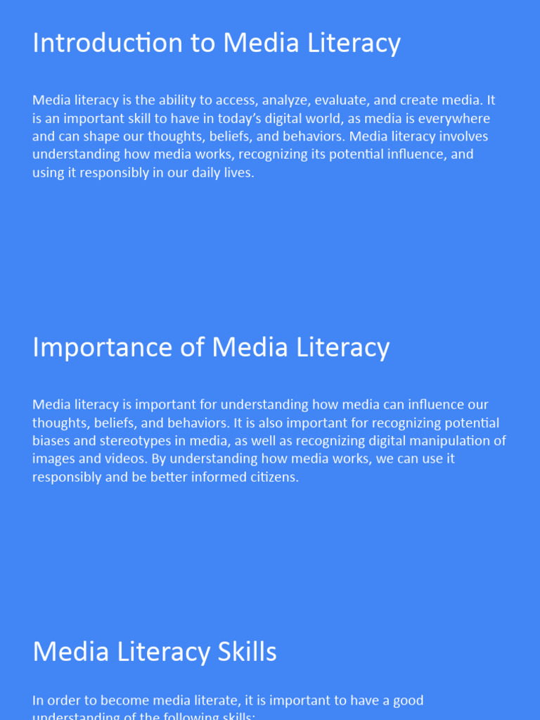 Media Literacy | PDF | Bias | Mass Media