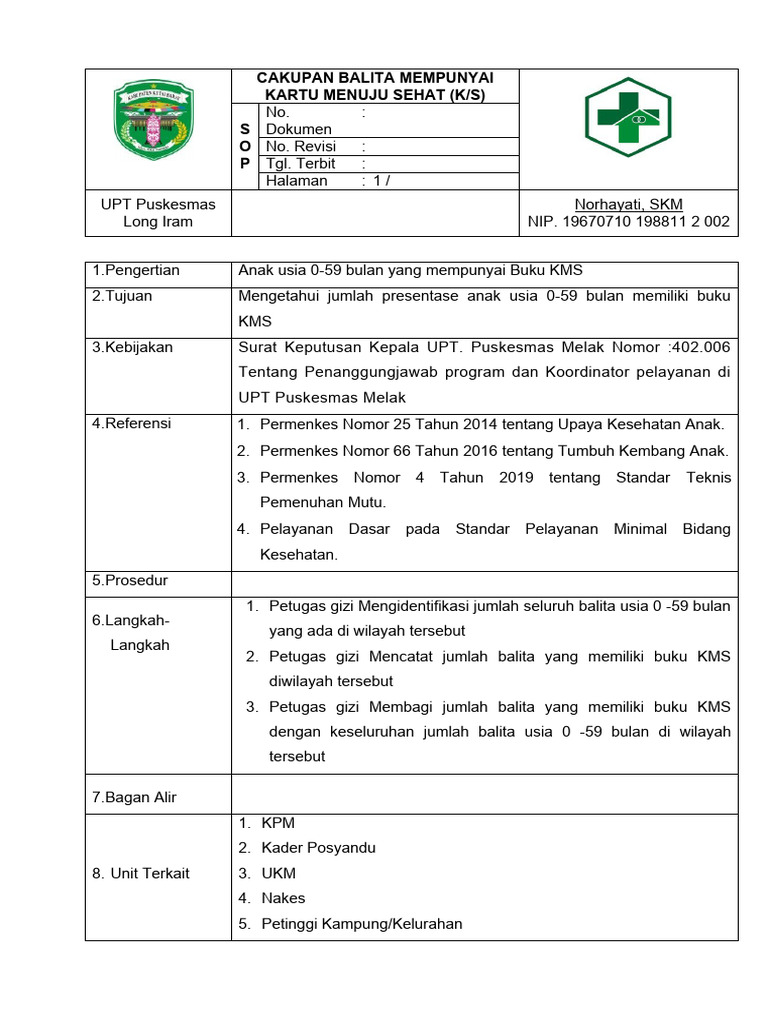 SOP Cakupan Balita Punya KMS K Per S | PDF