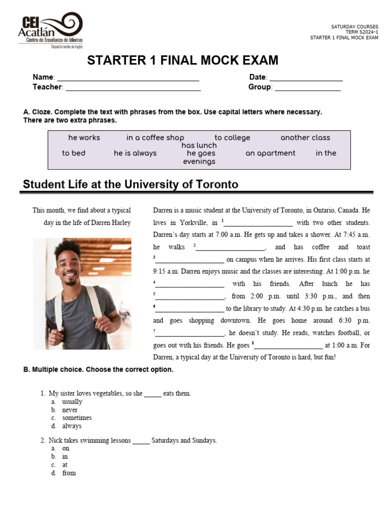 Starter 1 Final Mock Exam Overview | PDF