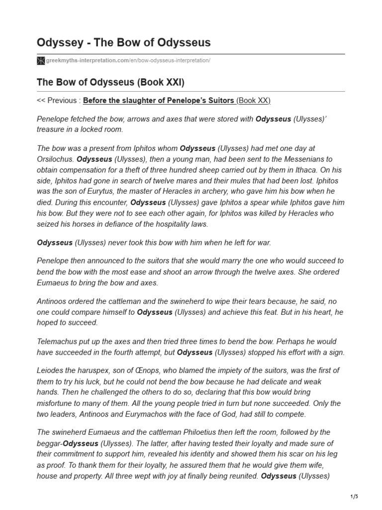 Odyssey - The Bow of Odysseus | PDF | Narrative Forms | Odysseus