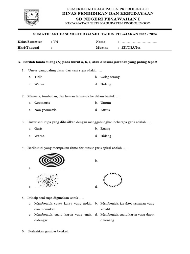 Soal SAS SENI RUPA | PDF