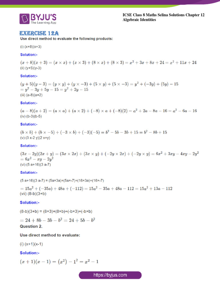 ICSE Class 8 Maths Selina | PDF