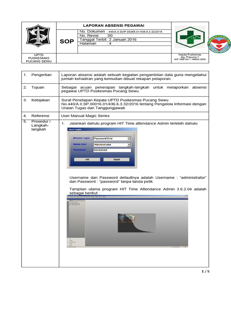 Sop Laporan Absensi Pegawai | PDF