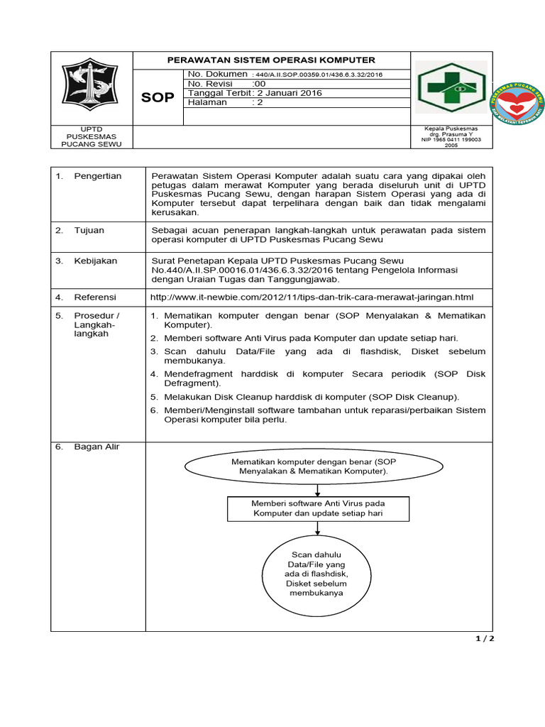 Sop Perawatan Sistem Operasi Komputer | PDF