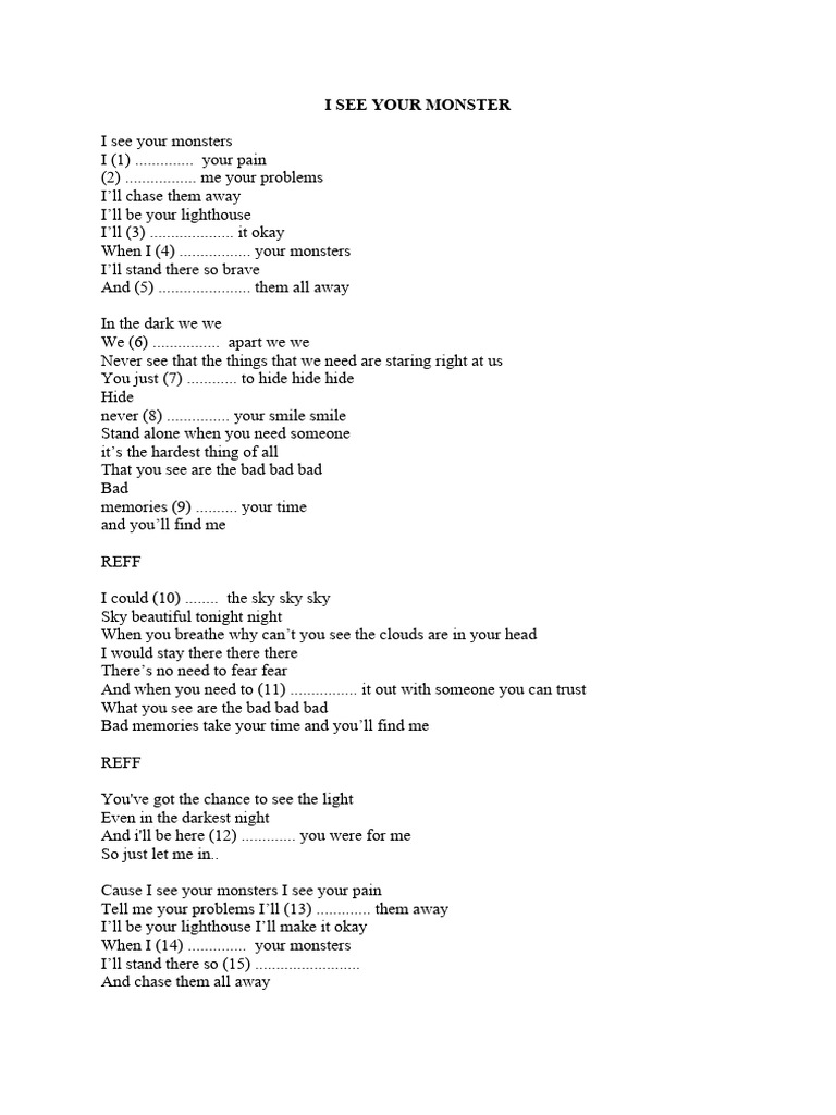 I See Your Monsters Lirik | PDF