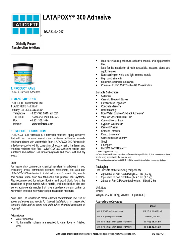 LDS6330 - LATAPOXY 300 Adhesive | PDF | Adhesive | Concrete